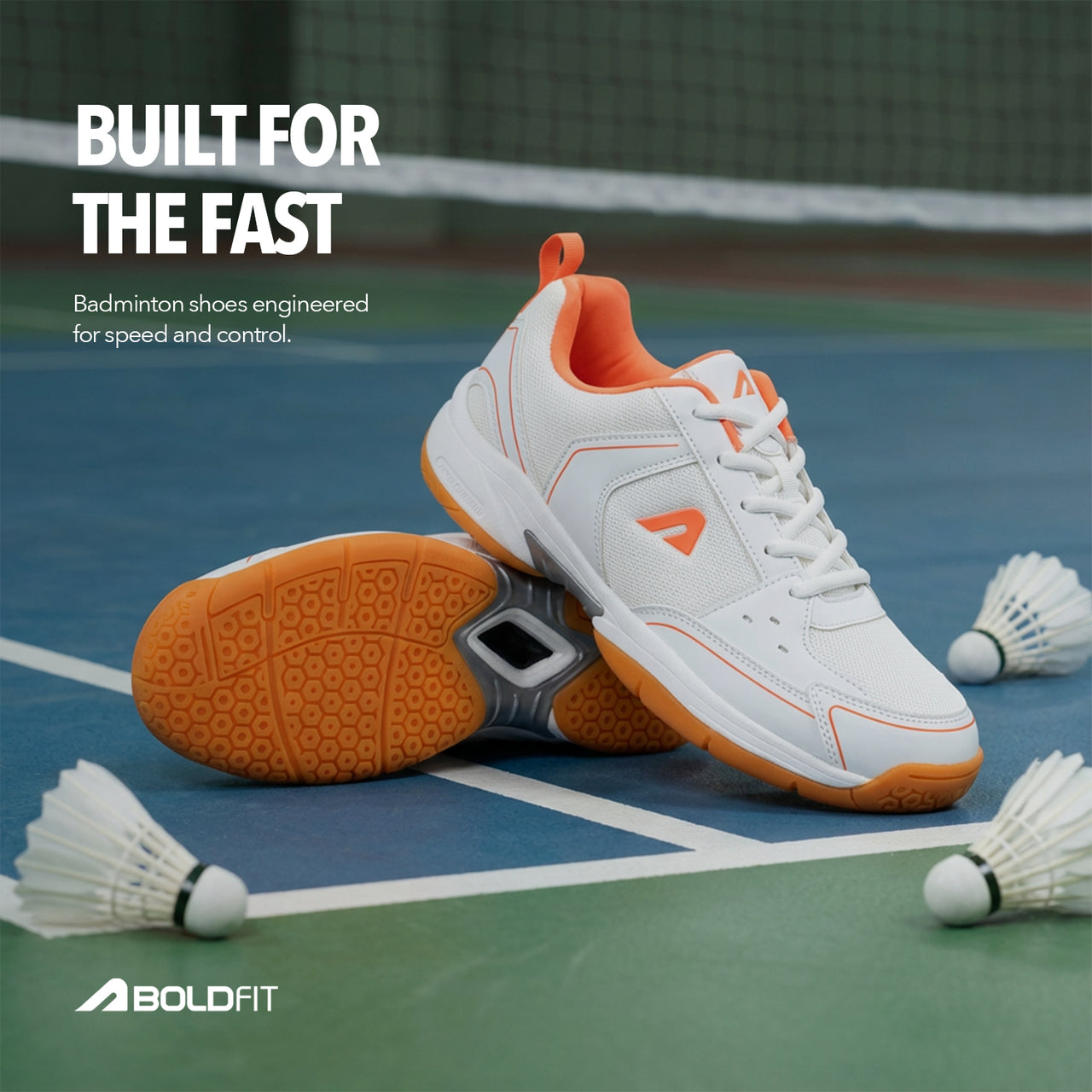 Archer Badminton Shoes - White/Orange – Boldfit