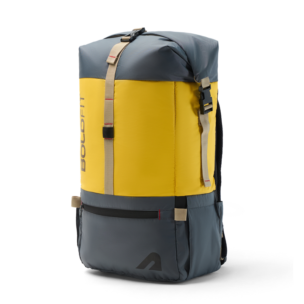 Rolltop Bag - Yellow/Grey – Boldfit