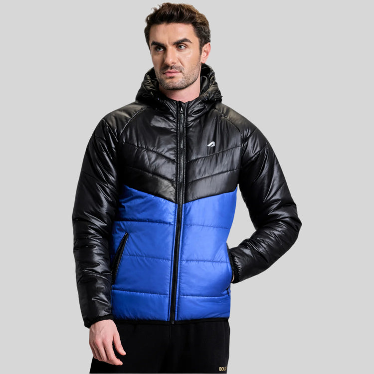 Storm Mens Puffer Jacket - Black/Blue – Boldfit