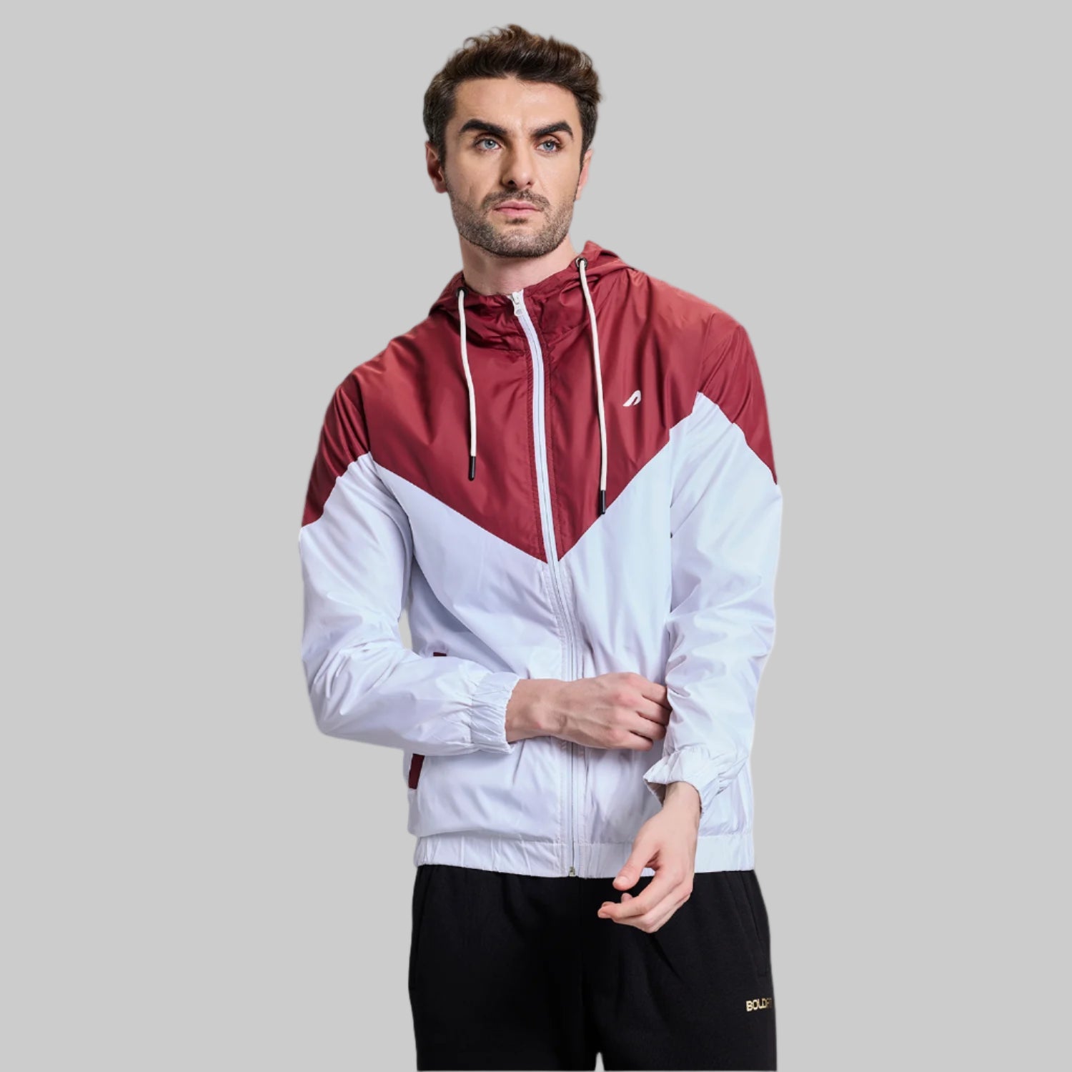 Windrush Mens Windcheater - Maroon/White