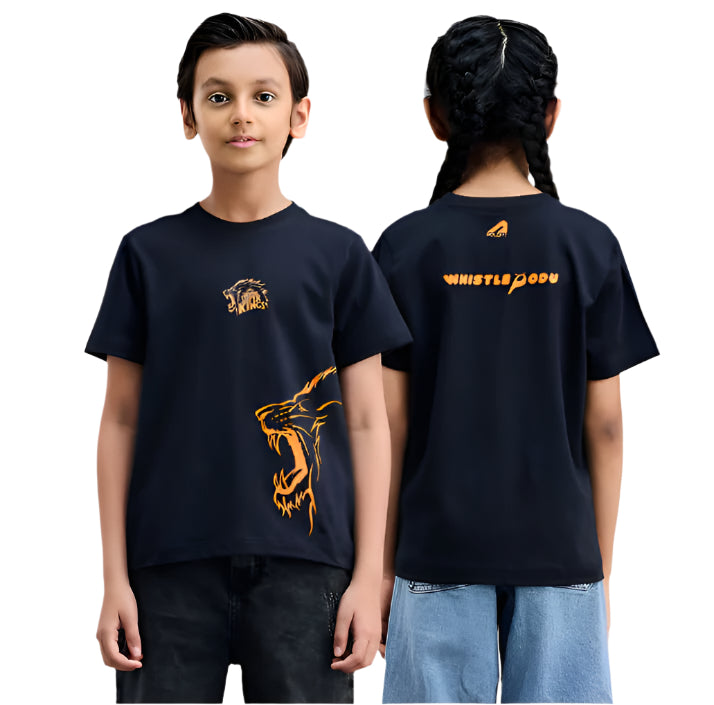 Official CSK Merch - Black-Orange Leo Kids T-Shirt Kids – Boldfit