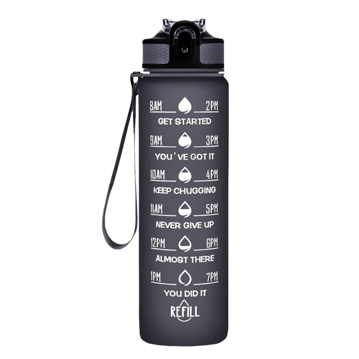 Aqua Motivational Bottle Black - 1L